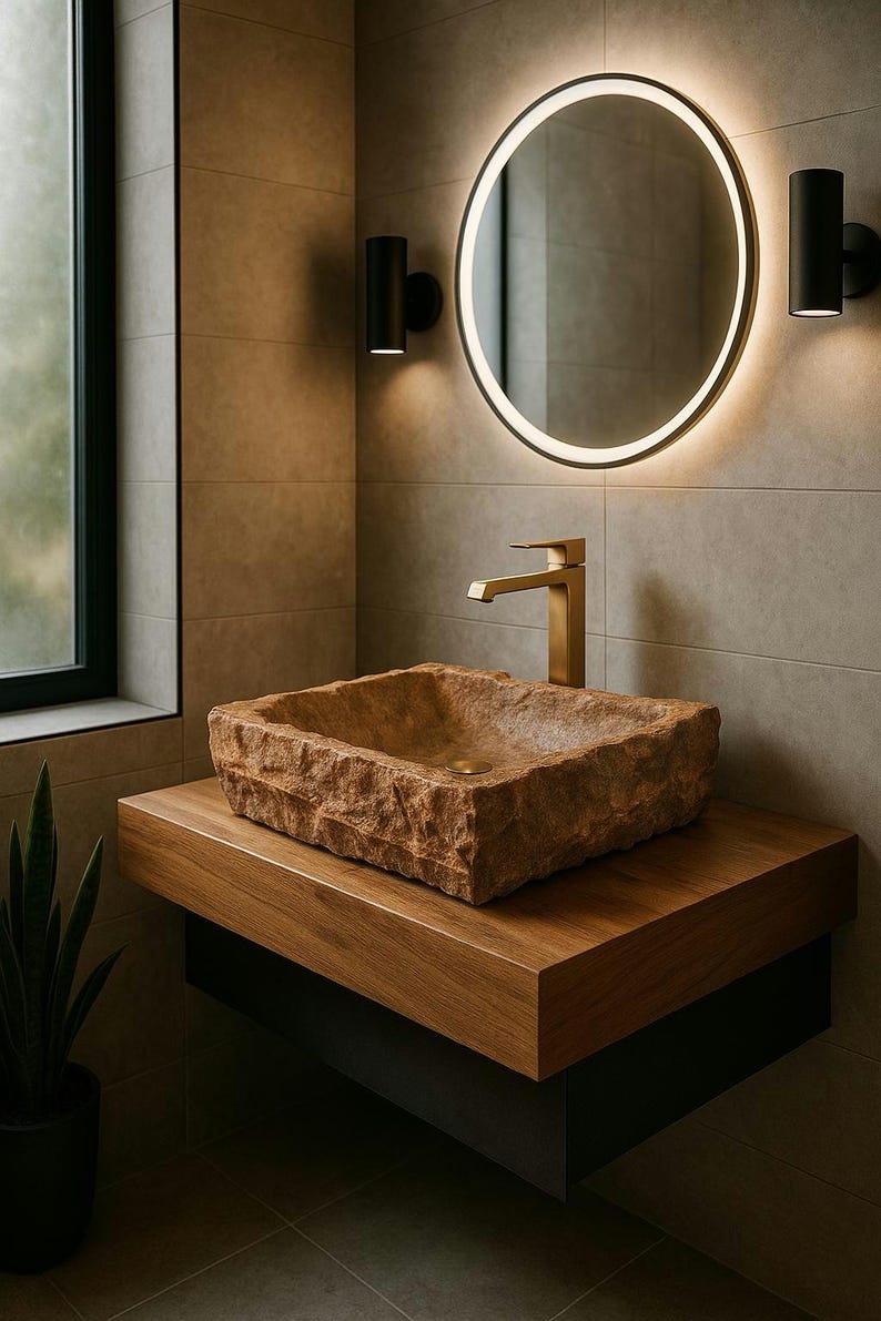 Natural Mexican Marble Vessel Sink – 19x15 in (49×39 Cm) Hand-carved ...
