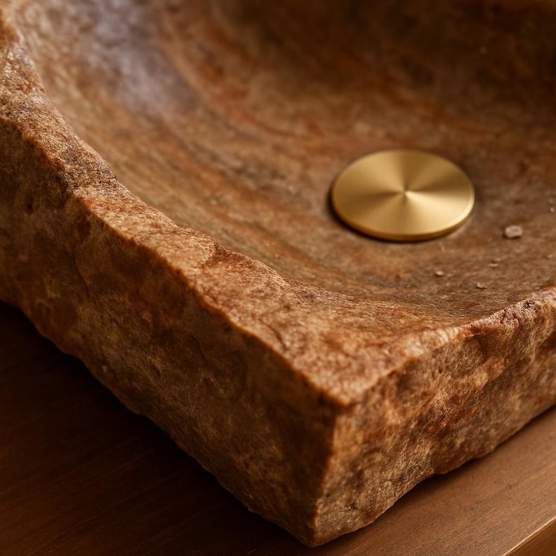 Natural Mexican Marble Vessel Sink – 19x15 in (49×39 Cm) Hand-carved ...