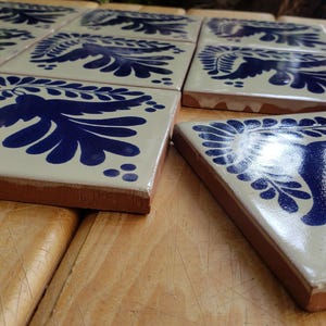 100 Talavera Tile 4 Inch, With Blue Bird Design - Handcrafted Mexican ...