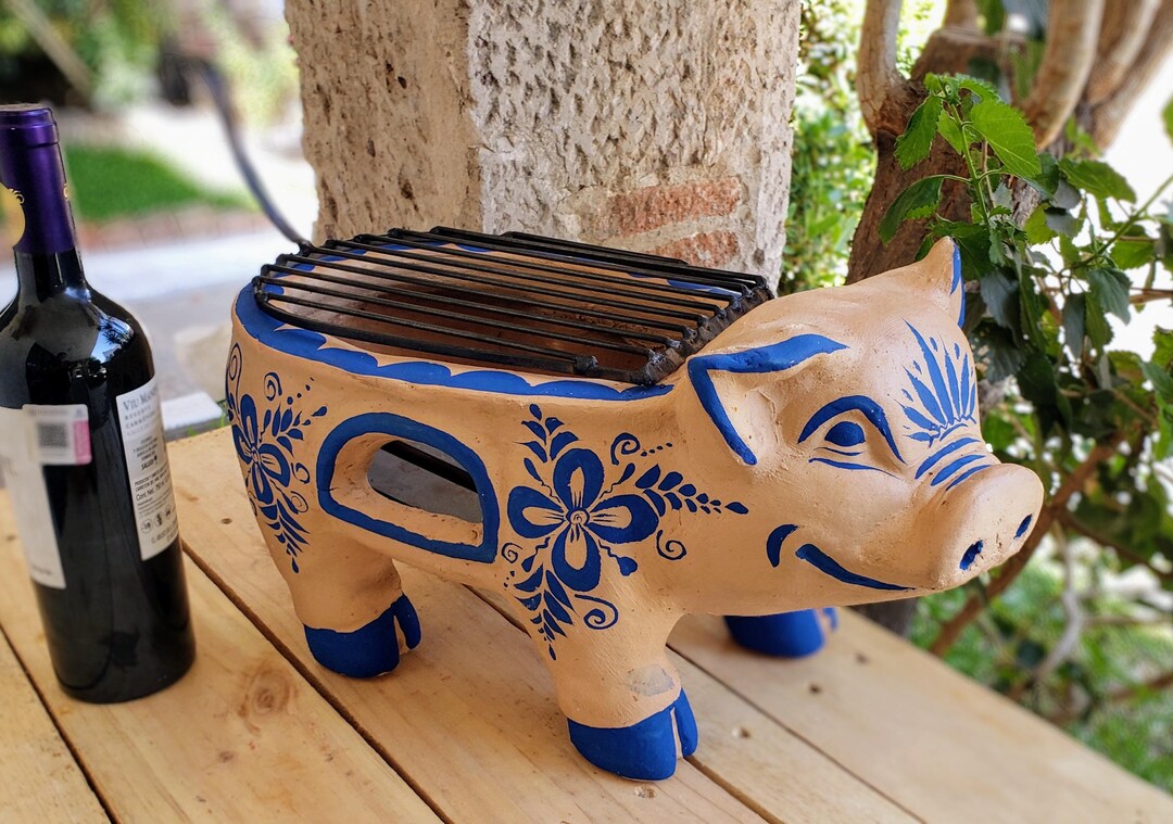 Handmade Terracotta Pig Shaped Brazier With Floral Design - 17 Inch ...