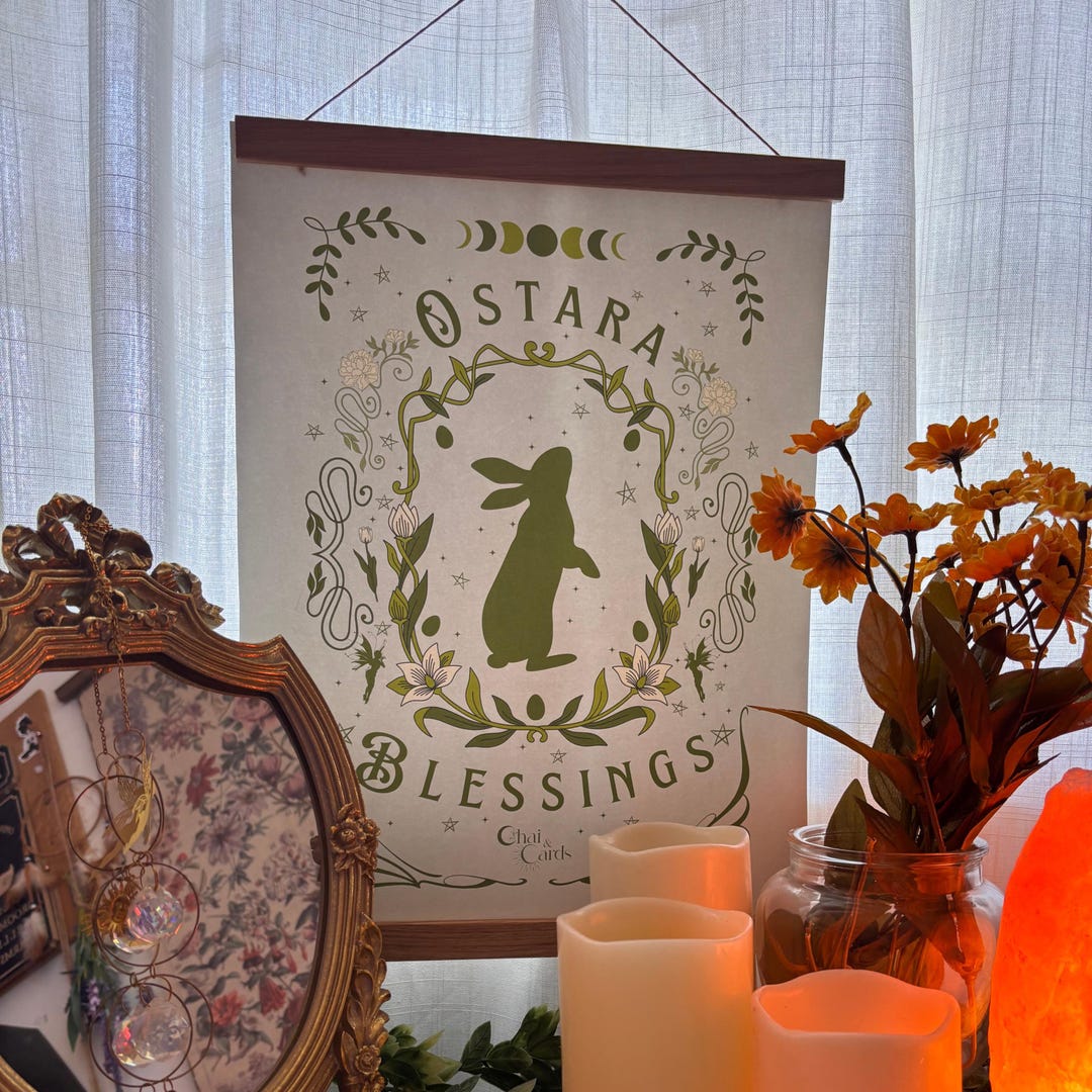 Ostara Blessings Altar Poster | Wheel of the Year Ostara Wall Art ...