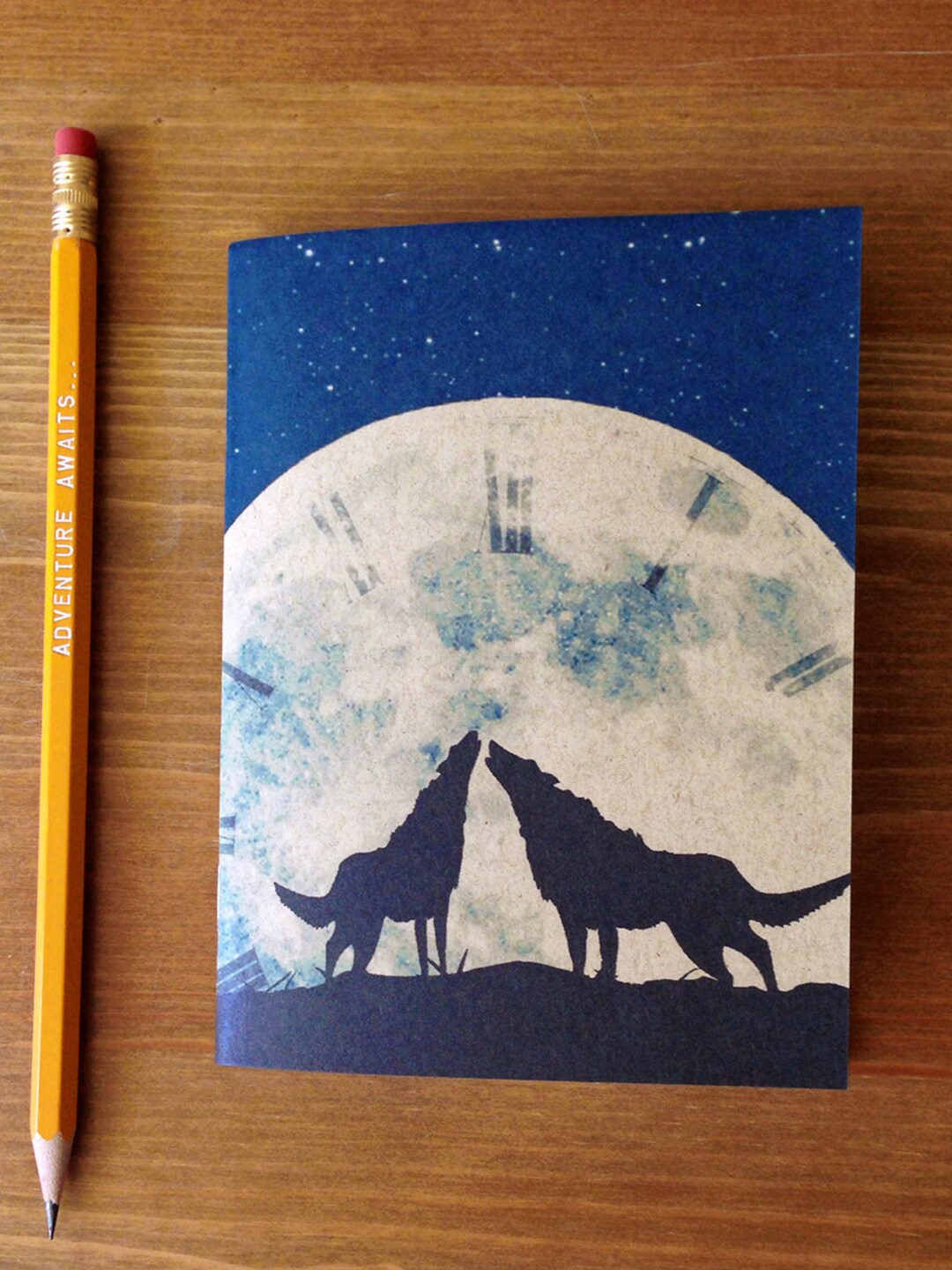 Hour of the Wolf Notebook Recycled Pocket Journal, Kraft Cover and ...