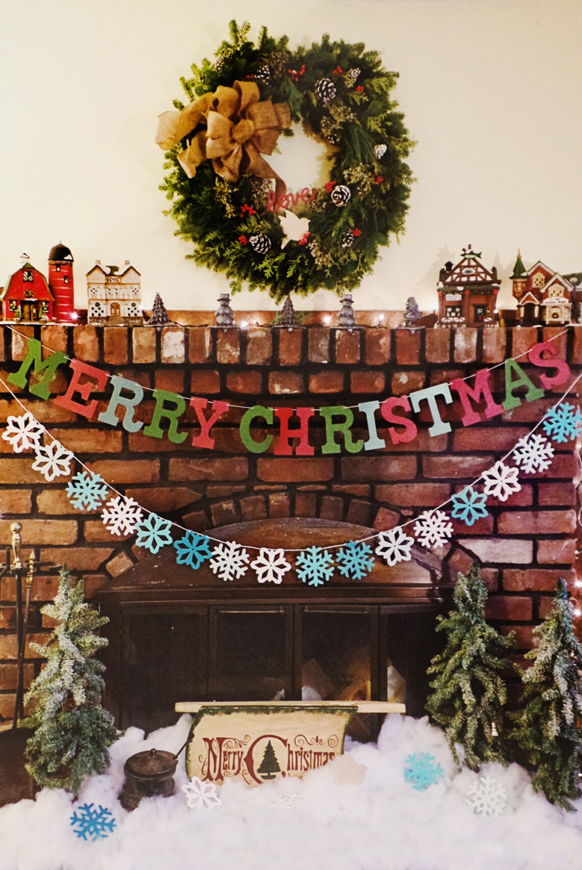 Merry Christmas Type Party Garland - Great Holiday Decor, Xmas Banner ...