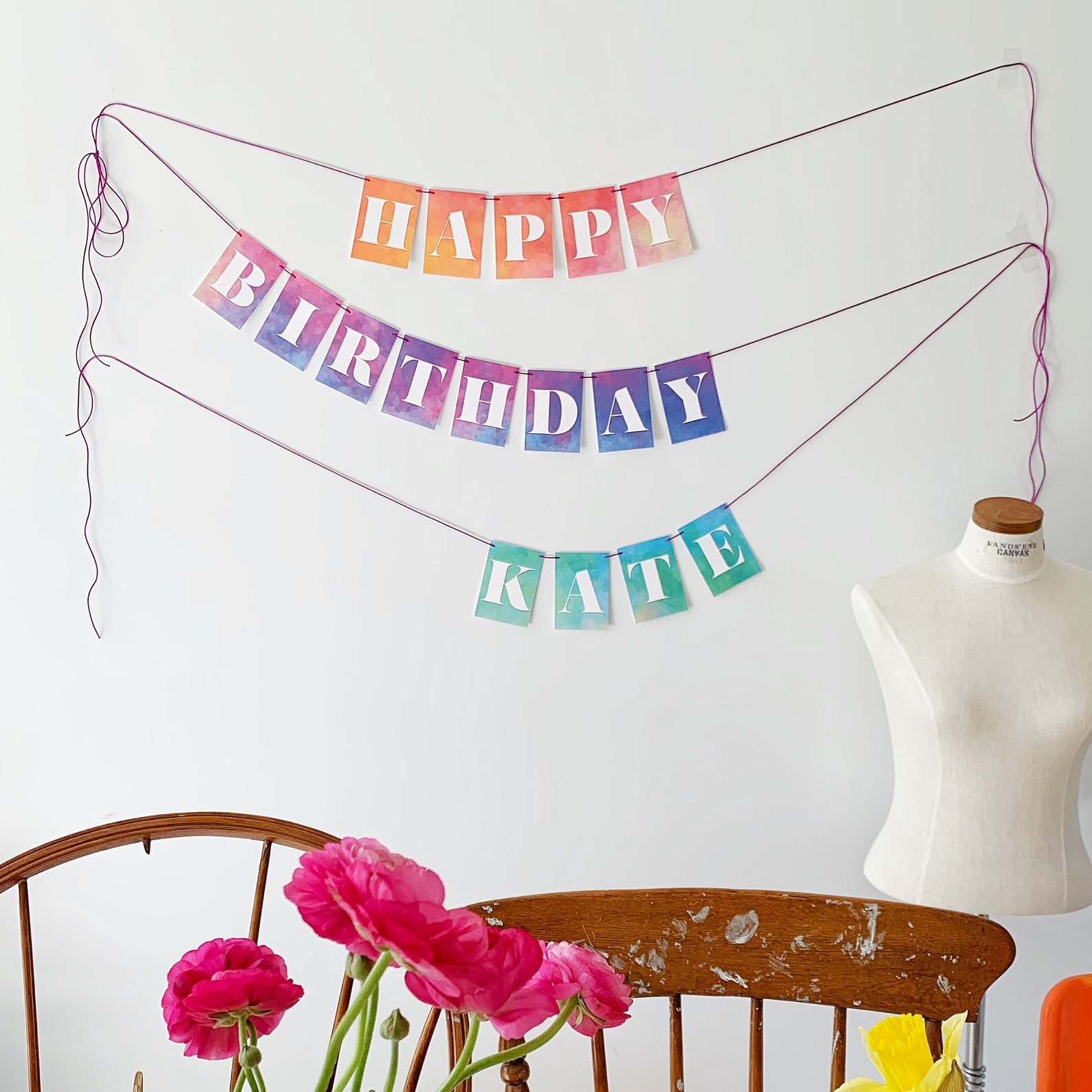 Colorful Garland, Colorful Party Decor, Colorful Party Banner ...