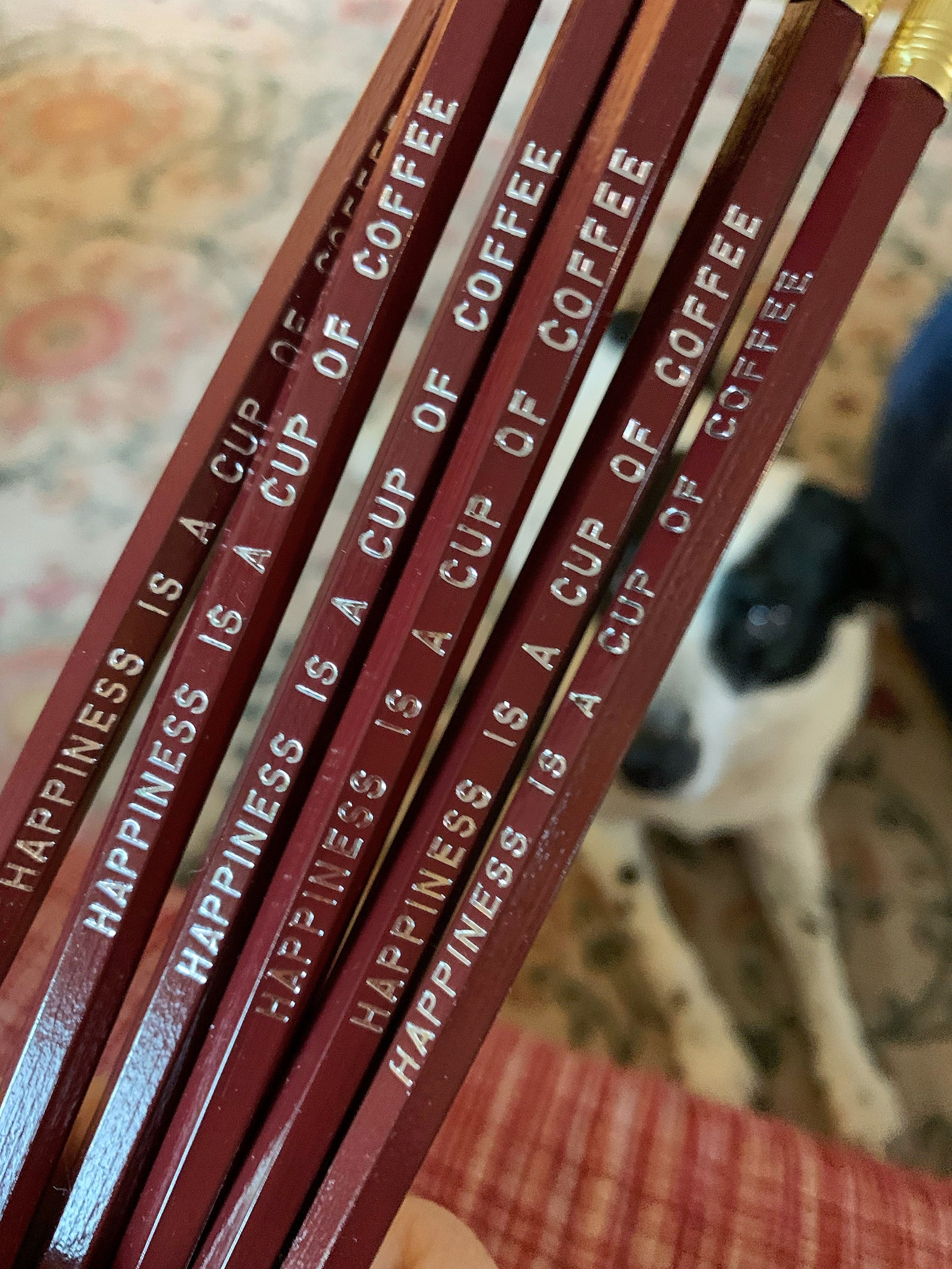 Happiness is Coffee Pencil 6 Pack, Earmark Engraved Pencils, Coffee ...