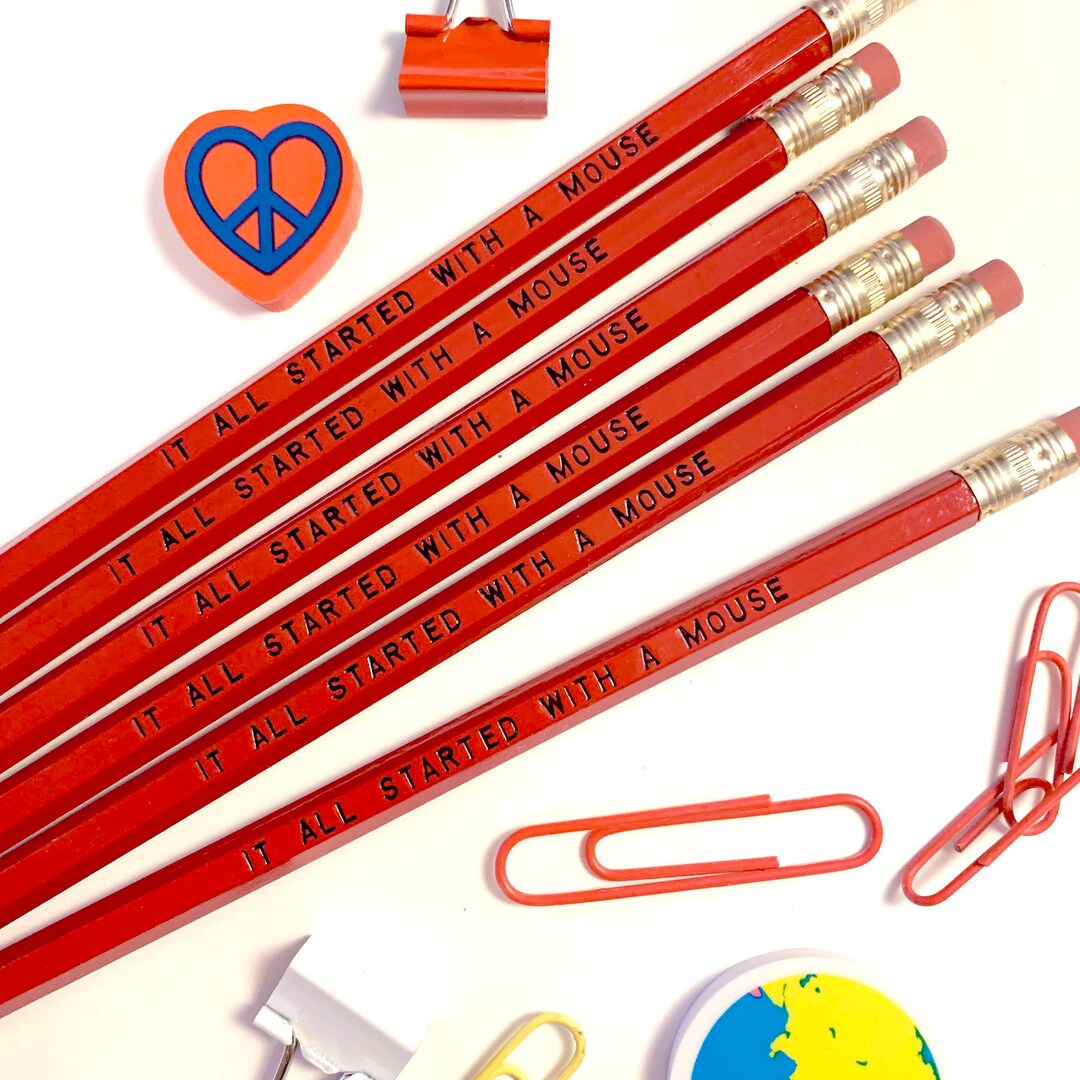 It All Started With a Mouse Engraved Pencil 6 Pack, Earmark Pencils ...