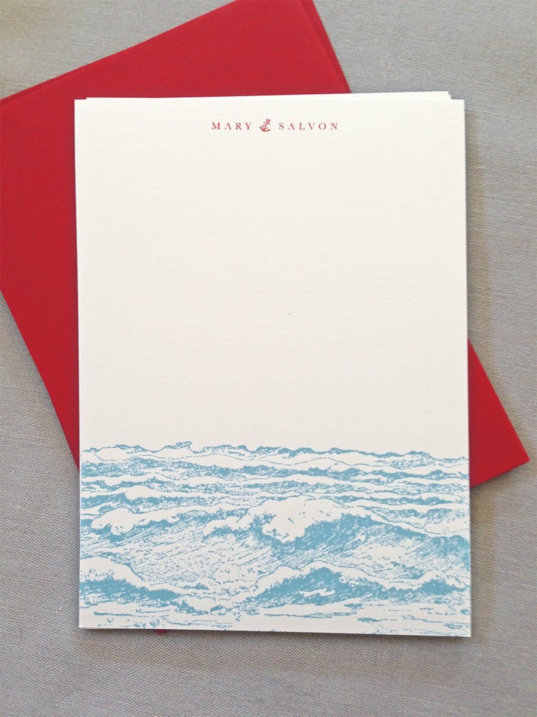 10 Nantucket Notes Personalized Set Ocean Inspired Nautical Note Cards ...