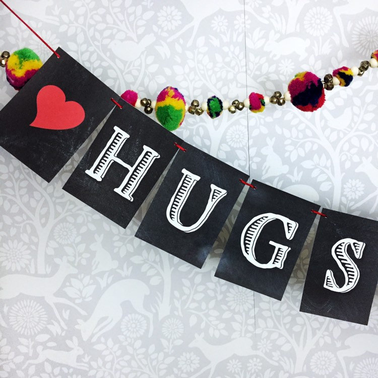 Hugs & Kisses Valentine's Day Paper Garland, Valentine Decor, Valentine ...