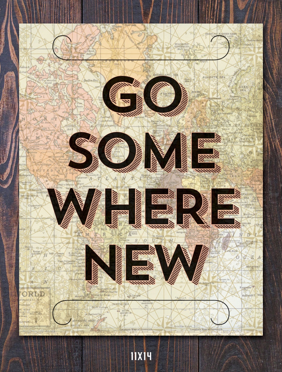 Go Somewhere New Travel Inspired Map Giclee Print Map print | Etsy