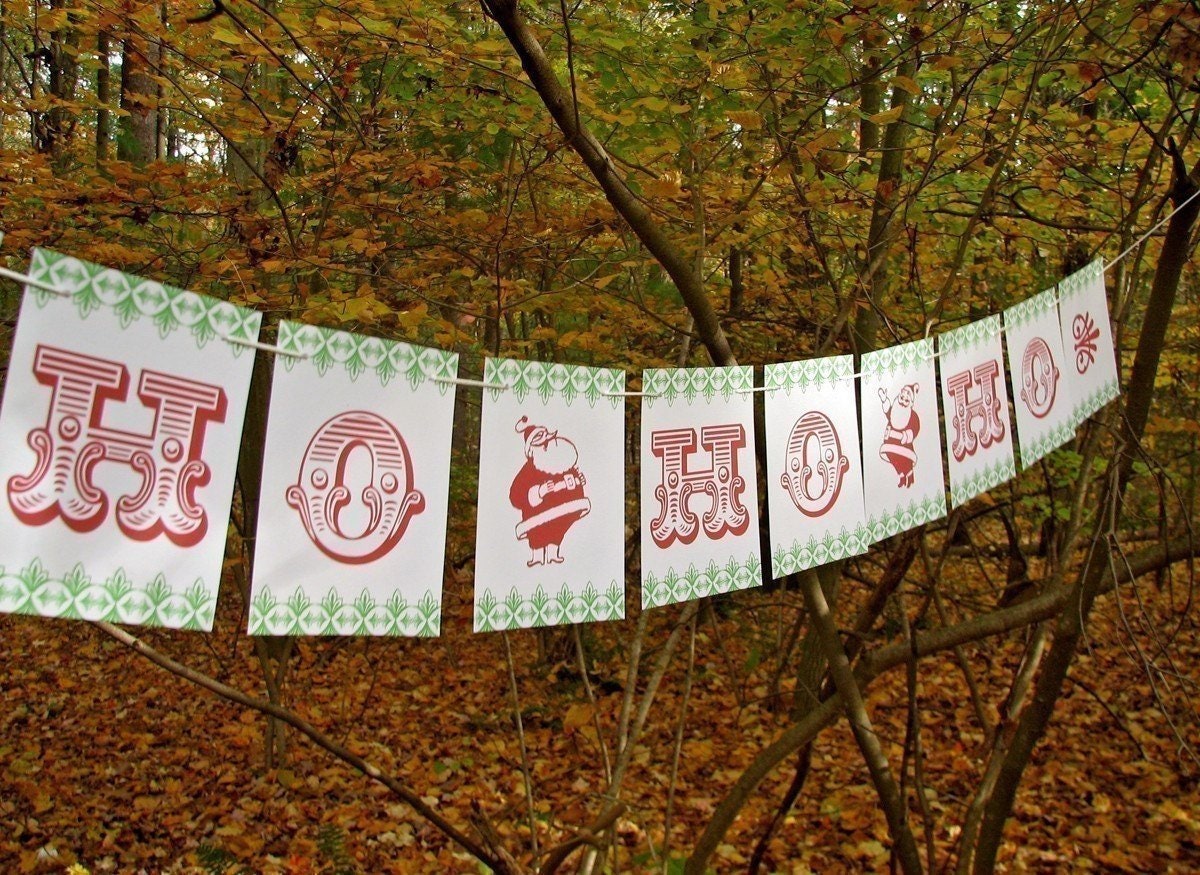 HO HO HO Red and Green Christmas Decor Holiday Banner | Etsy