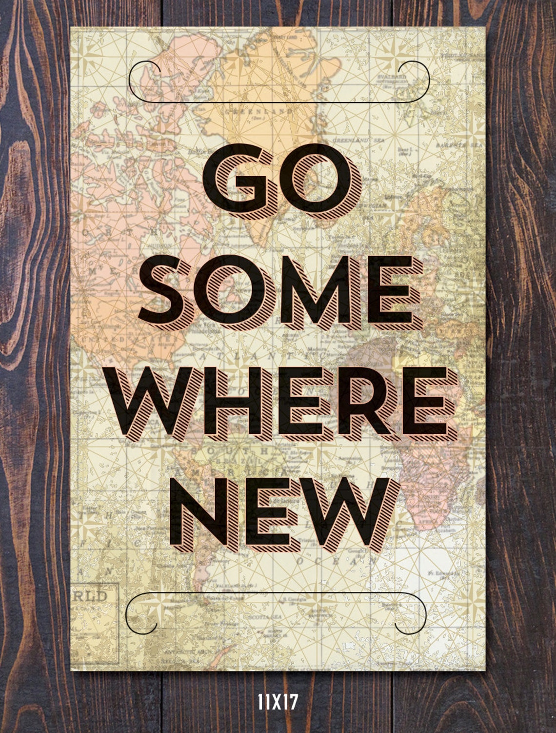 Go Somewhere New Travel Inspired Map Giclee Print Map print | Etsy