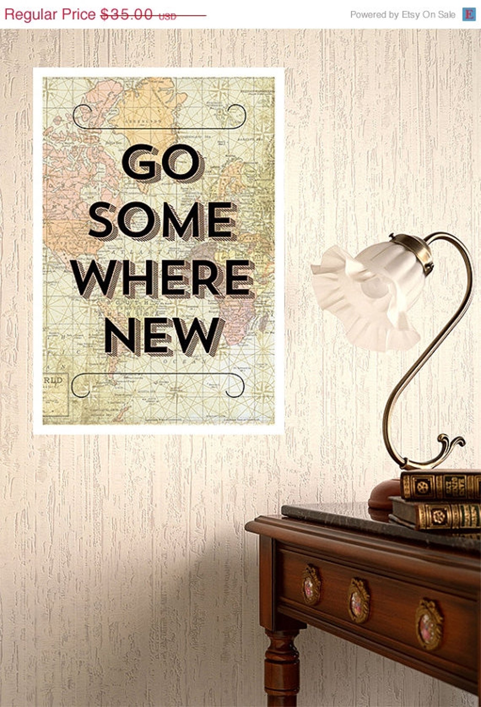 Go Somewhere New Travel Inspired Map Giclee Print Map print | Etsy