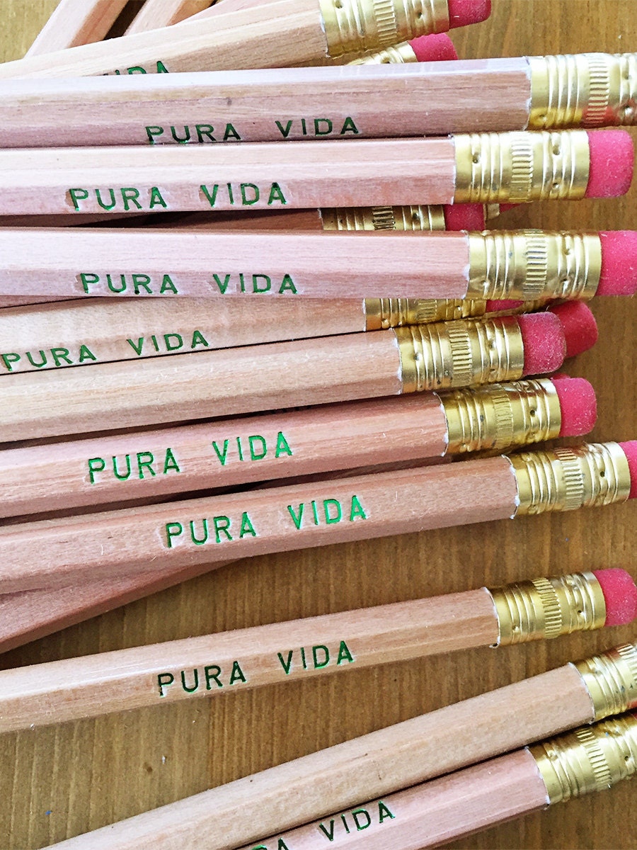 PURA VIDA Natural Wood Pencil 6 Pack Costa Rica Inspired - Etsy