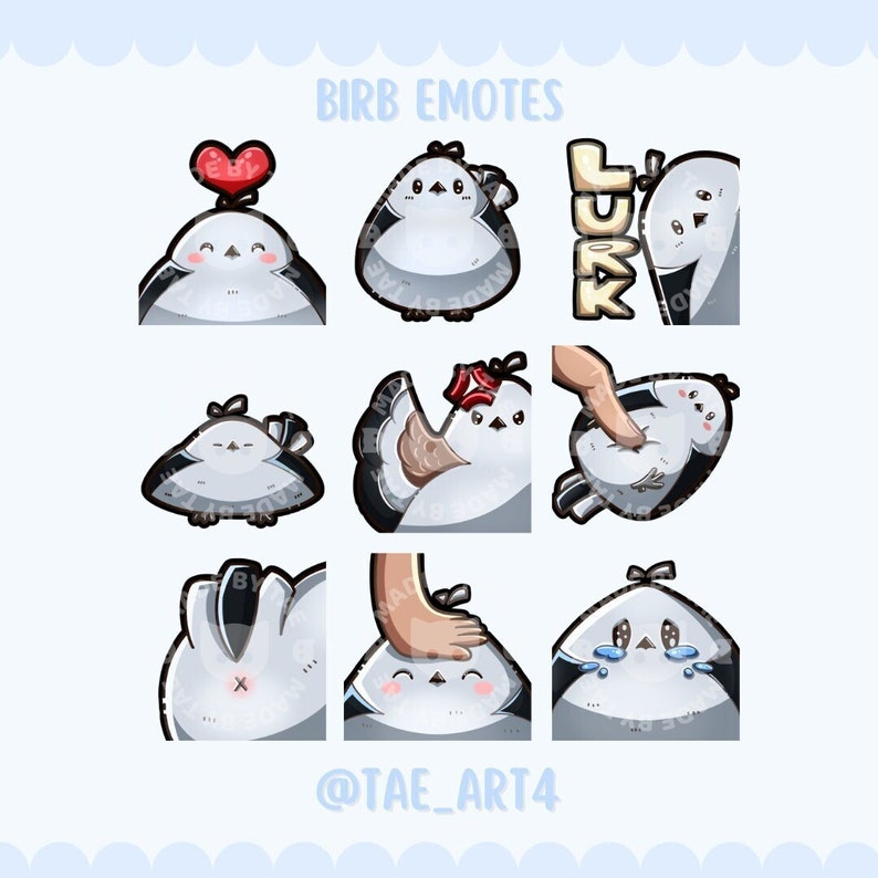 Birb Emotes Pack / Twitch / 9 Emotes and 1 Free Large Version of the ...