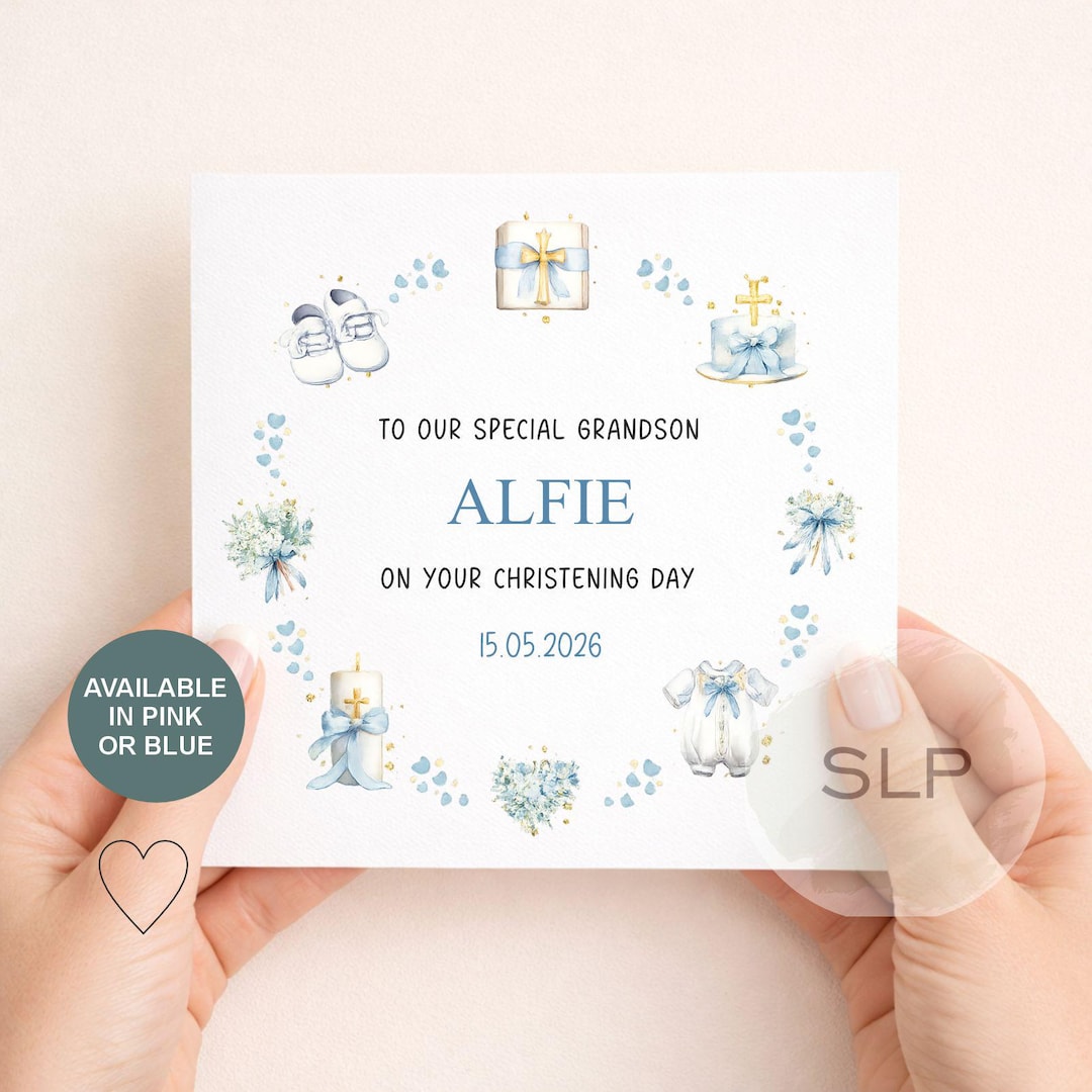 Personalised Christening Card – Baptism Card for Grandson ...