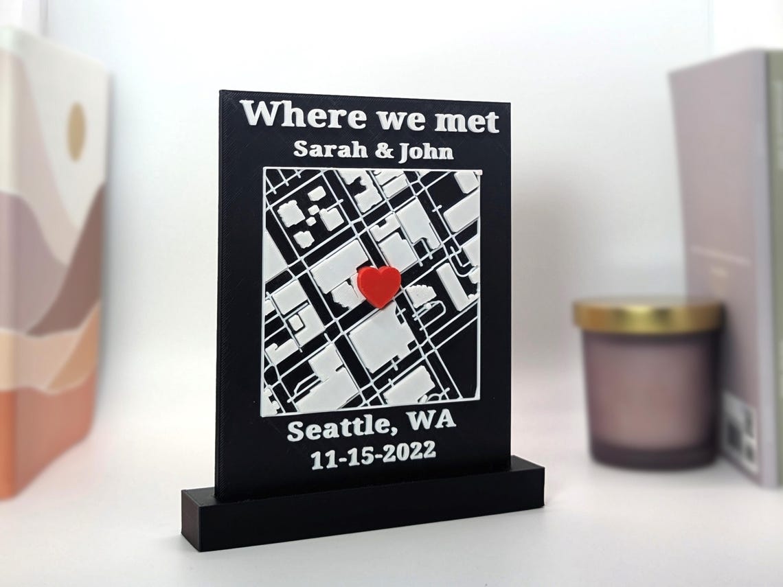 Custom 3D Map - 'where We Met' Personalized Gift for Couples | Unique ...