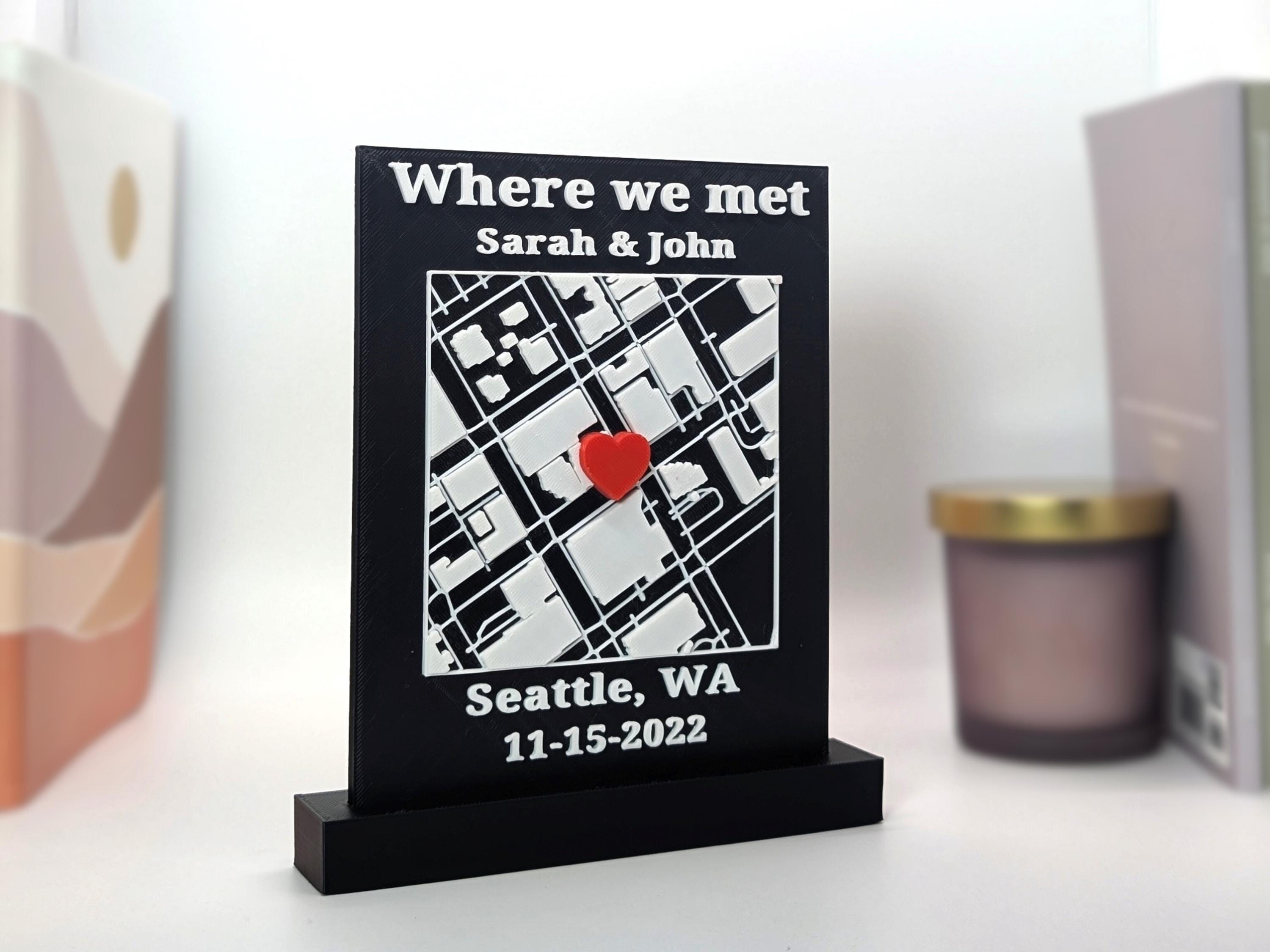 Custom 3D Map - 'where We Met' Personalized Gift for Couples | Unique ...