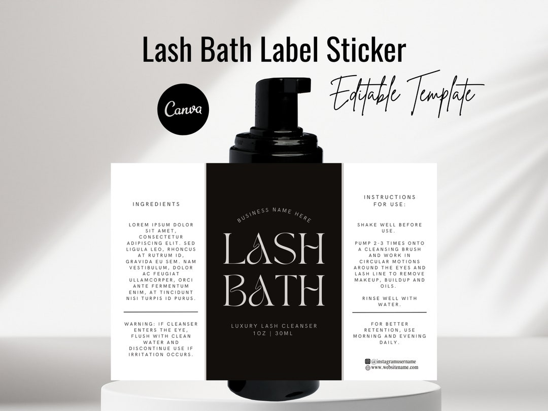 Lash Shampoo Label, Lash Shampoo Template, Lash Shampoo Sticker, Lash ...