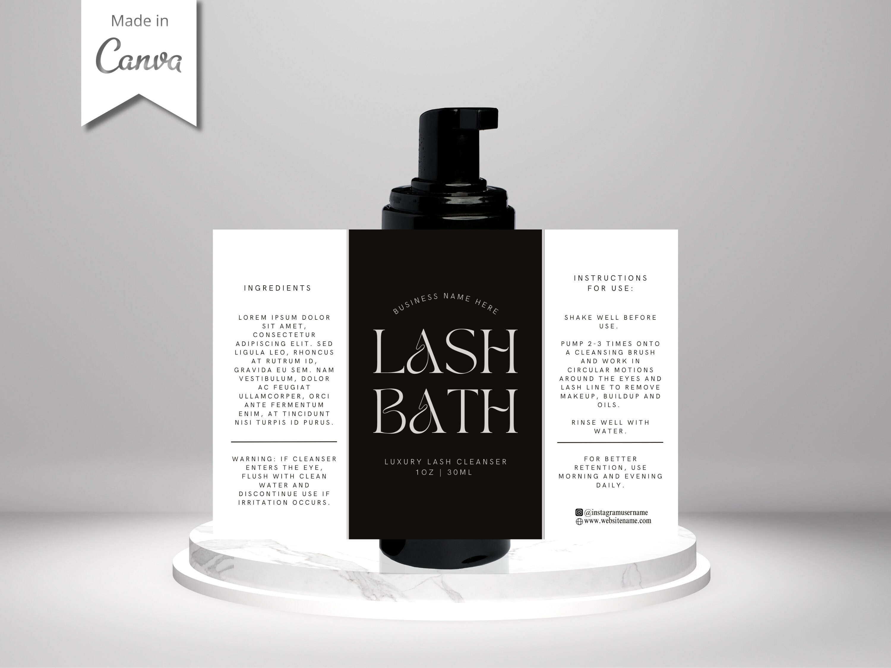 Lash Shampoo Label Template: Editable Lash Bath Sticker (canva) - Etsy