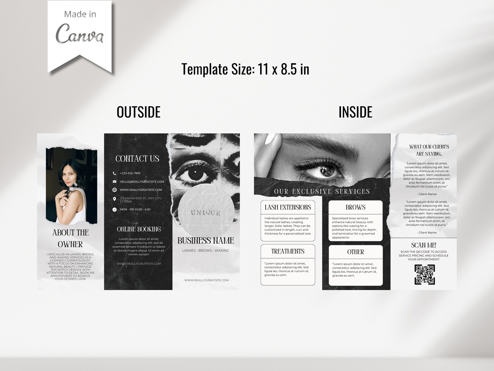 Beauty Brochure Template, Printable Salon Pamphlet, Canva Brochure ...