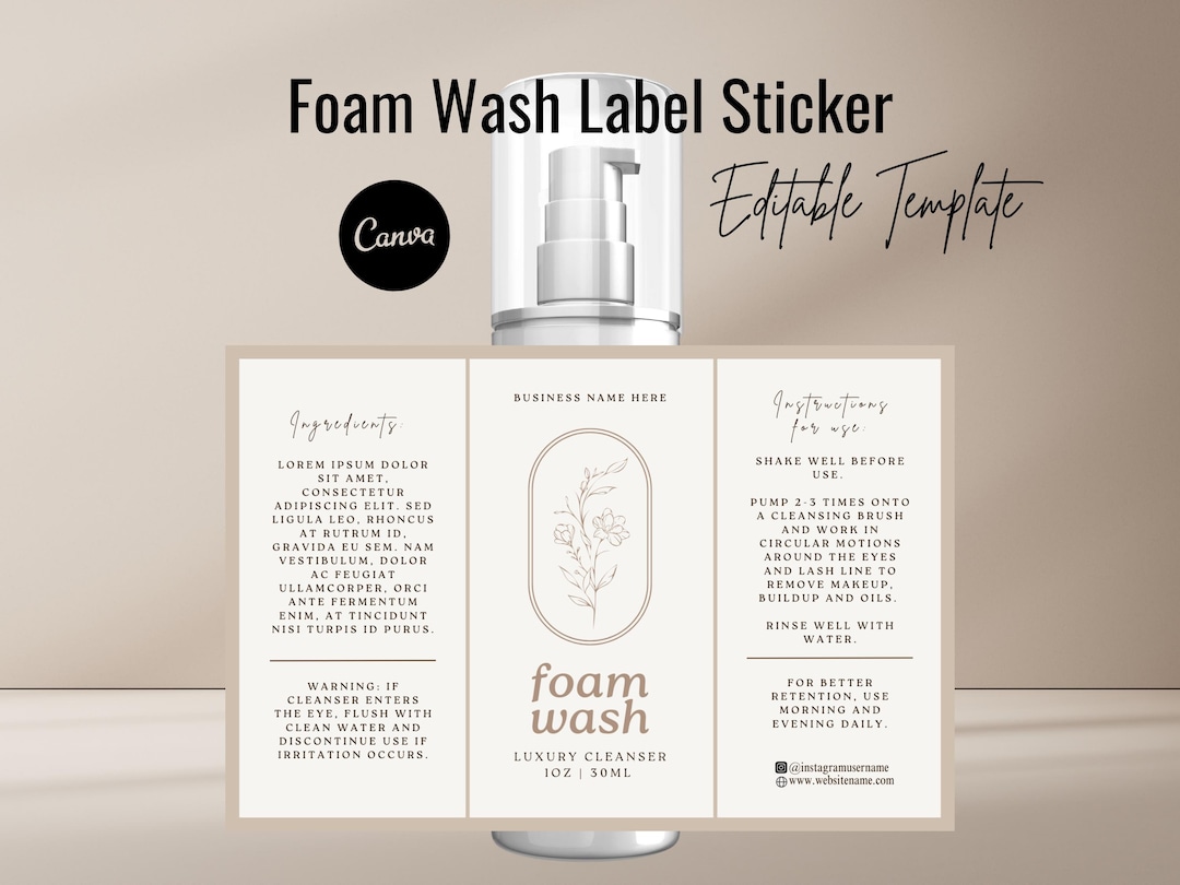 Foam Wash Label Template: Lash Shampoo, Editable Canva Design ...