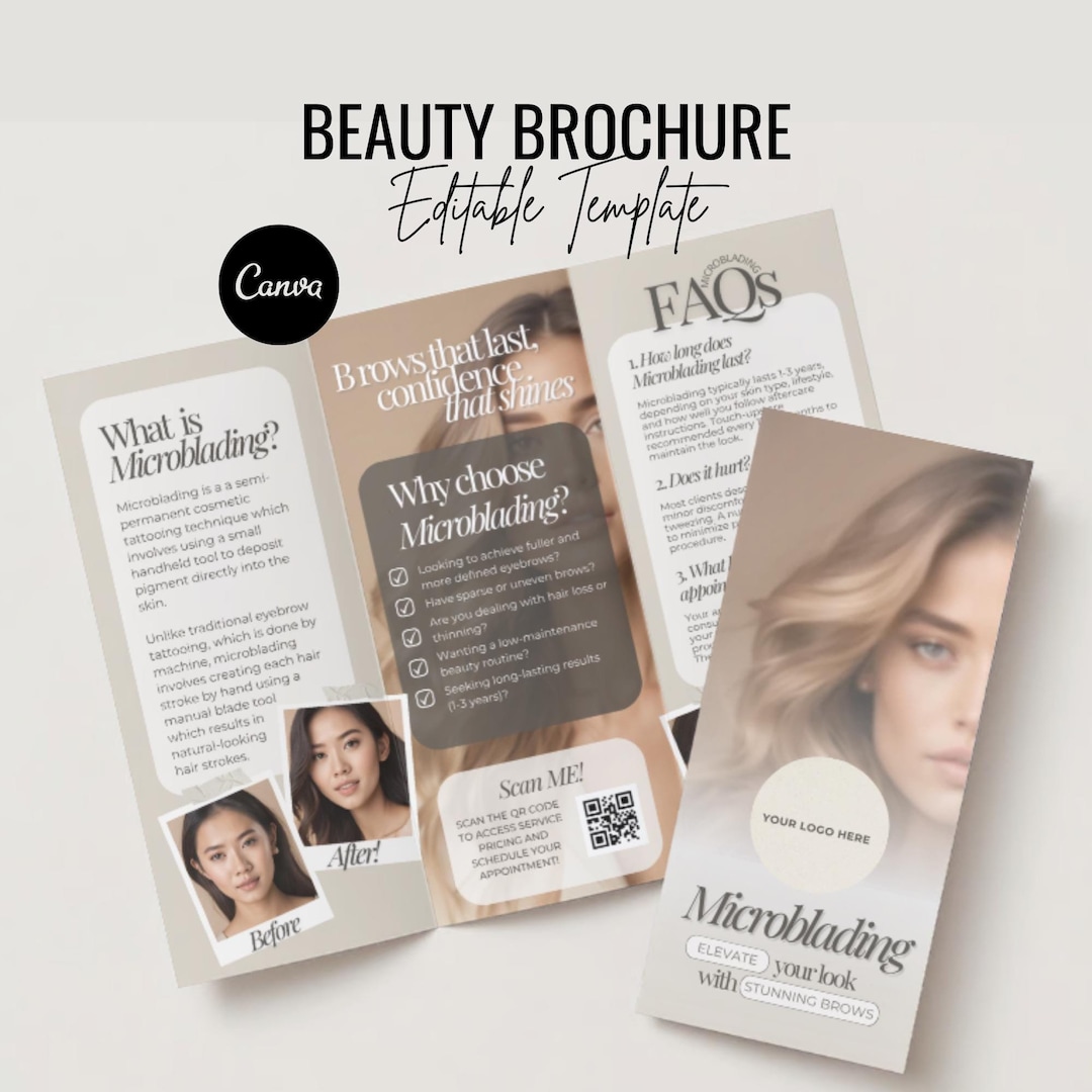 Editable Beauty Service Brochure Template | Canva Price List | Salon ...