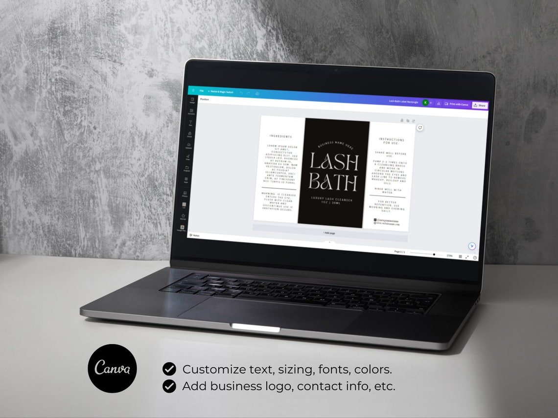 Lash Shampoo Label Template: Editable Lash Bath Sticker (canva) - Etsy