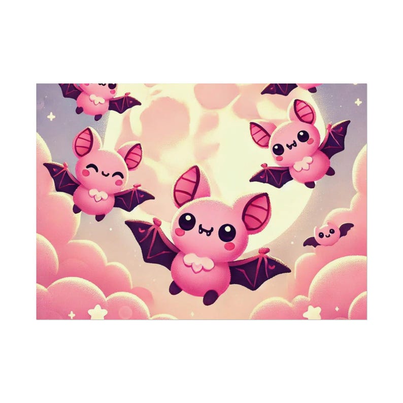 Pink Bats Pink Halloween Rolled Posters - Etsy