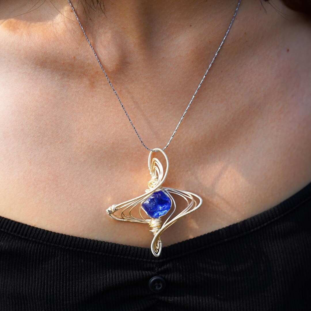 Handmade Cosmic Planet Crystal Necklace,wire-wrapped Universe Pendant ...