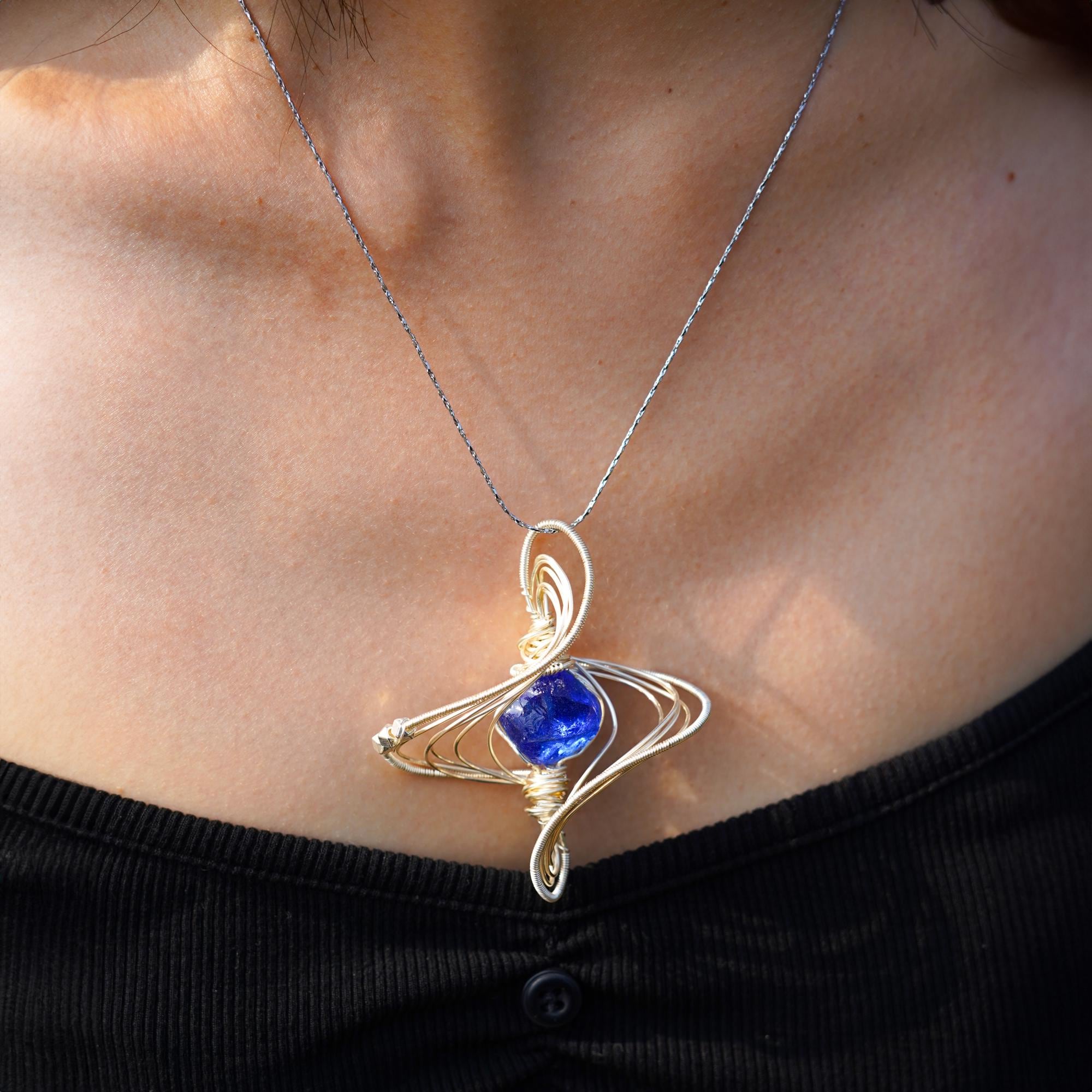 Handmade Cosmic Planet Crystal Necklace,wire-wrapped Universe Pendant ...