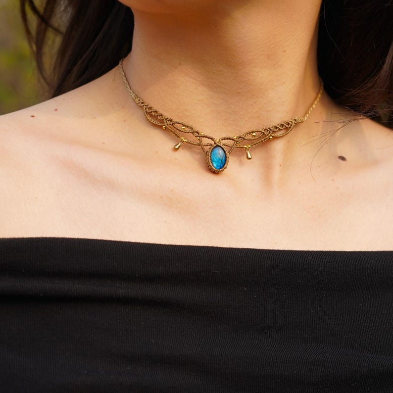 Handmade Macrame Necklace With Labradorite | Boho Moon Charm | Healing ...