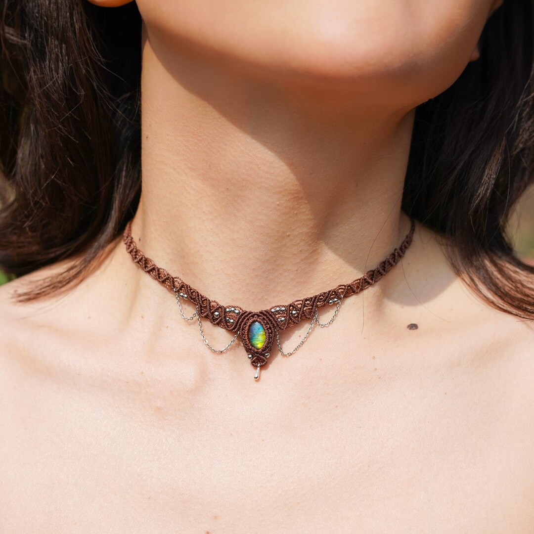 Handmade Labradorite Macrame Necklace – Boho Crystal Healing Pendant ...