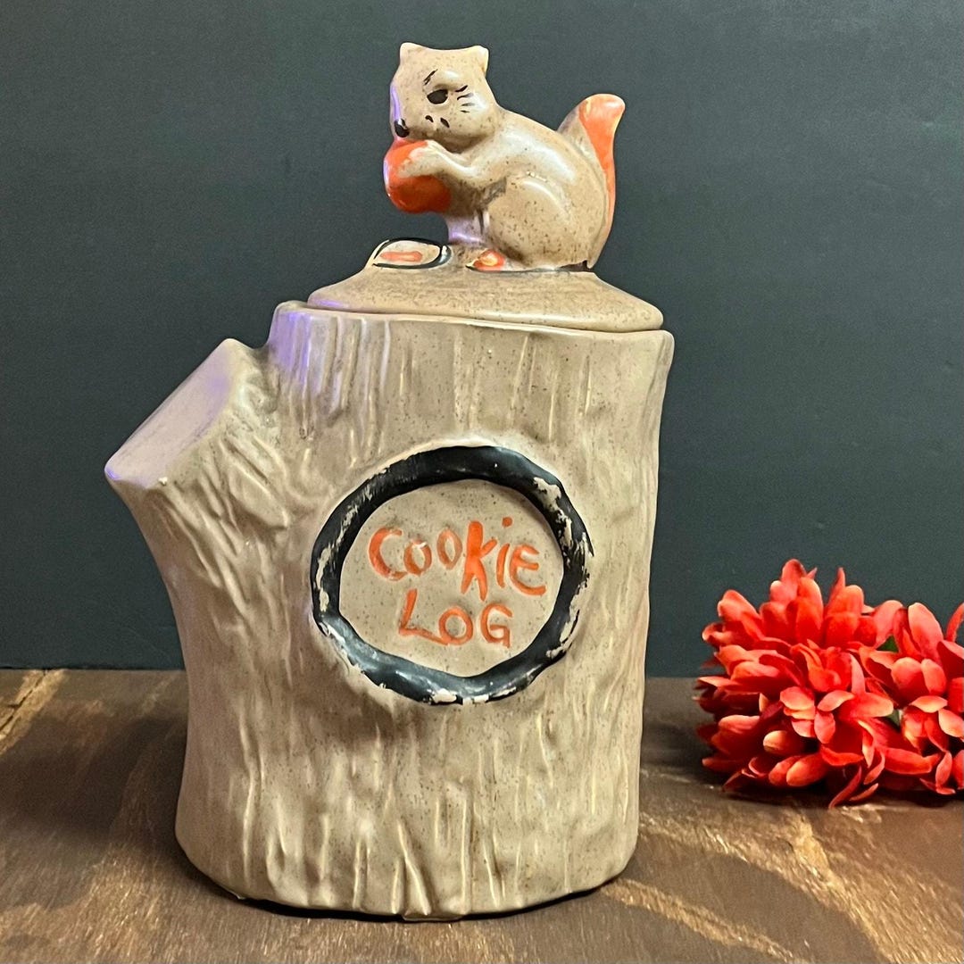 Mccoy cookie Log With Squirrel Cookie Jar VINTAGE Ca. 1960's - Etsy