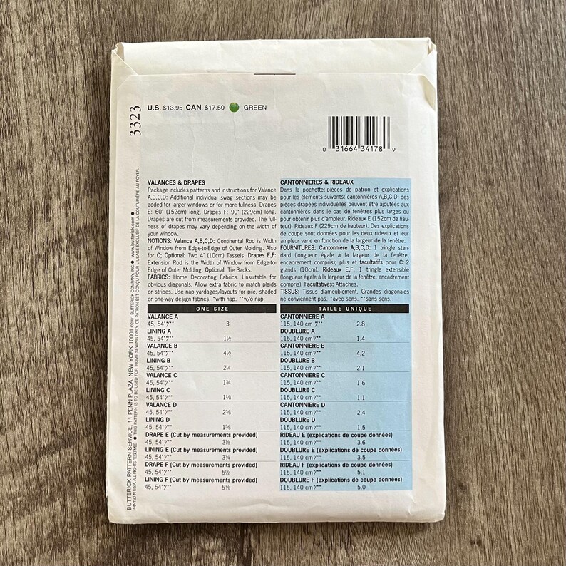 Butterick Waverly Curtain Sewing Pattern 3323 UNCUT - Etsy