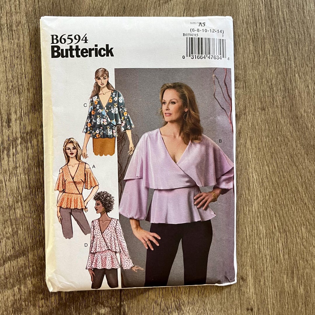 Butterick Women's Blouse Sewing Pattern B6594 A5 U.S. Size 6-14 UNCUT ...