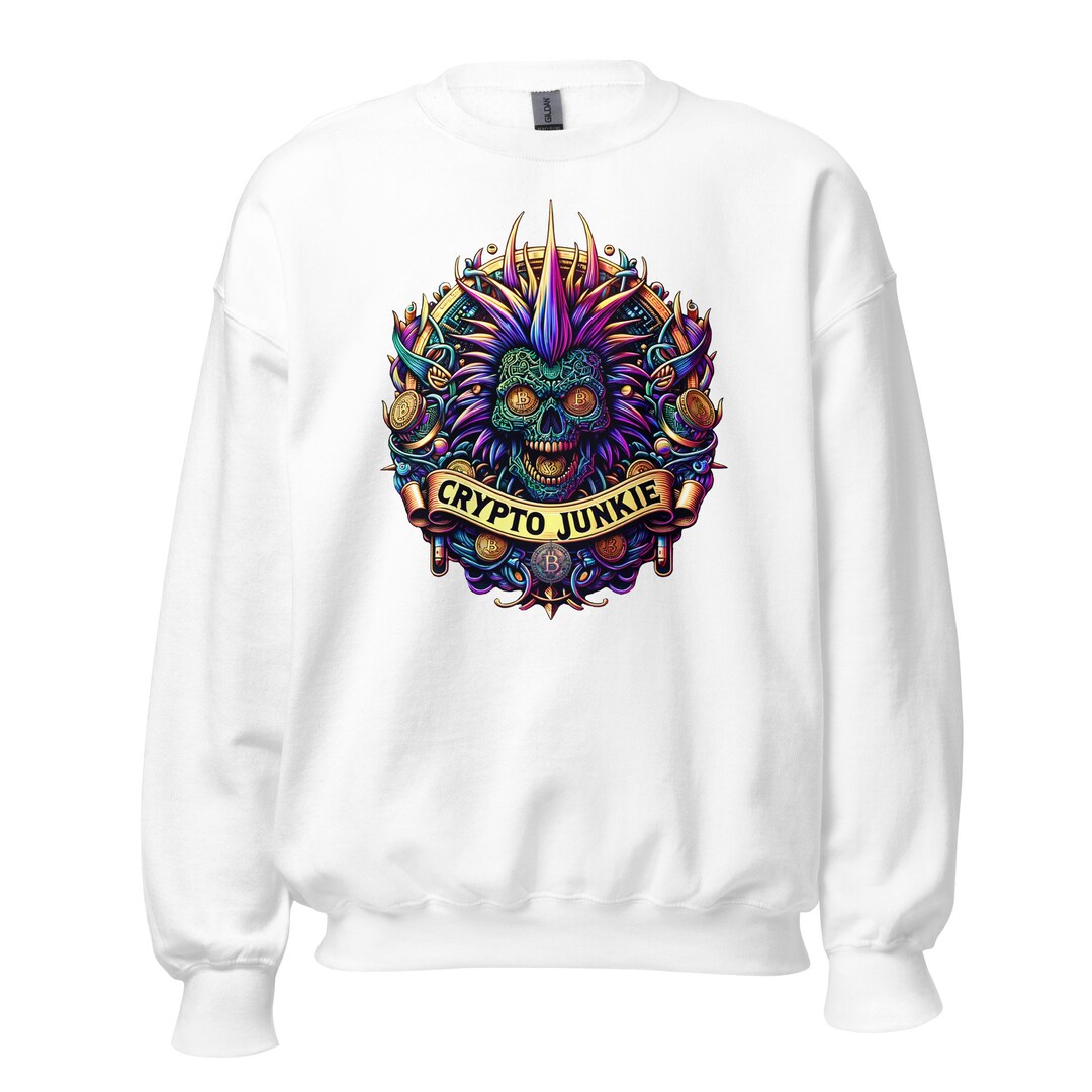 Bitcoin Punk Rock Skull Crypto Junkie Digital Asset Sweatshirt Long ...