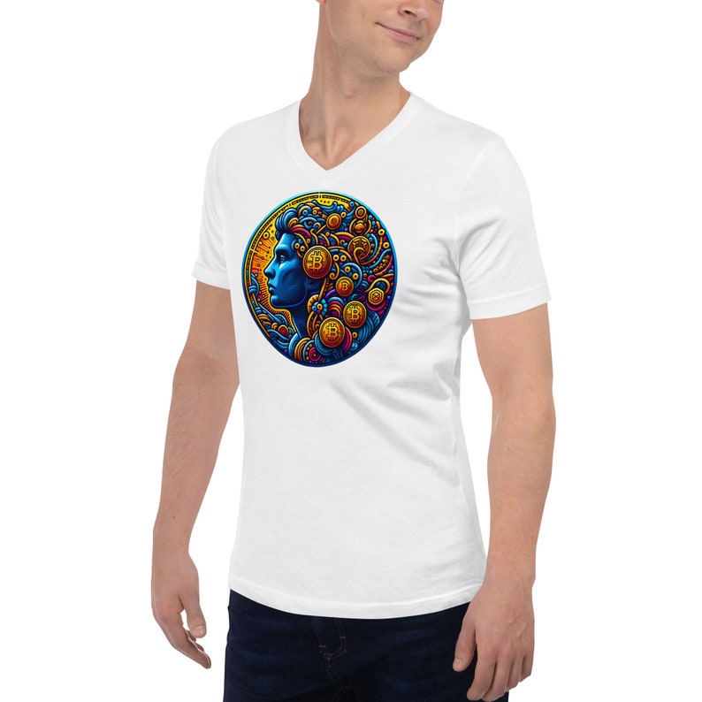 Digital Asset Bitcoin BTC Crypto Coin Token Short Sleeve V-neck T-shirt ...