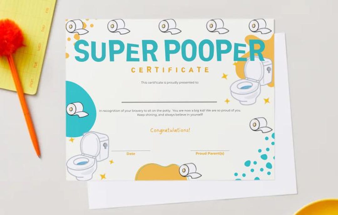 Super Pooper Certificate - Etsy