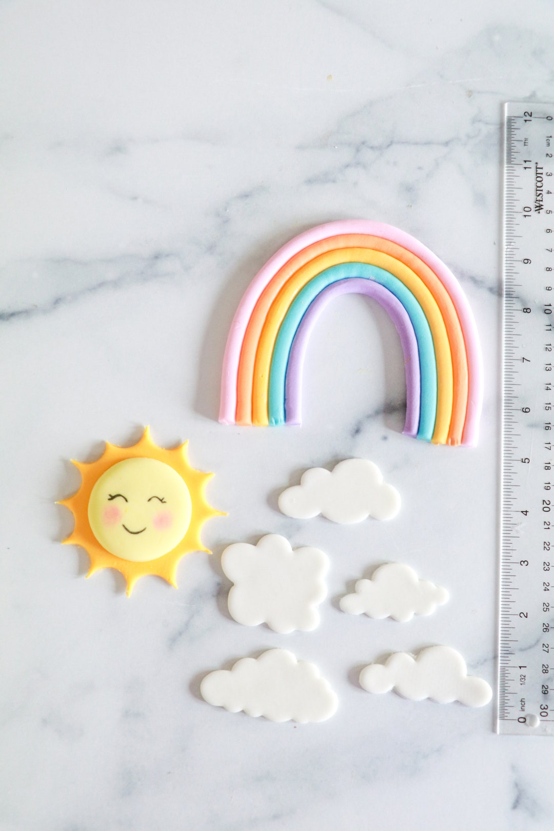 Fondant Sun, Rainbow, Clouds - Etsy