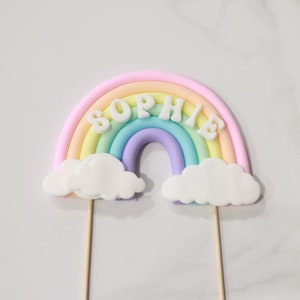 Pastel Fondant Rainbow Cake Topper - Etsy