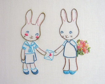 Bunnies Hand in Hand Embroidery Pattern PDF | Etsy