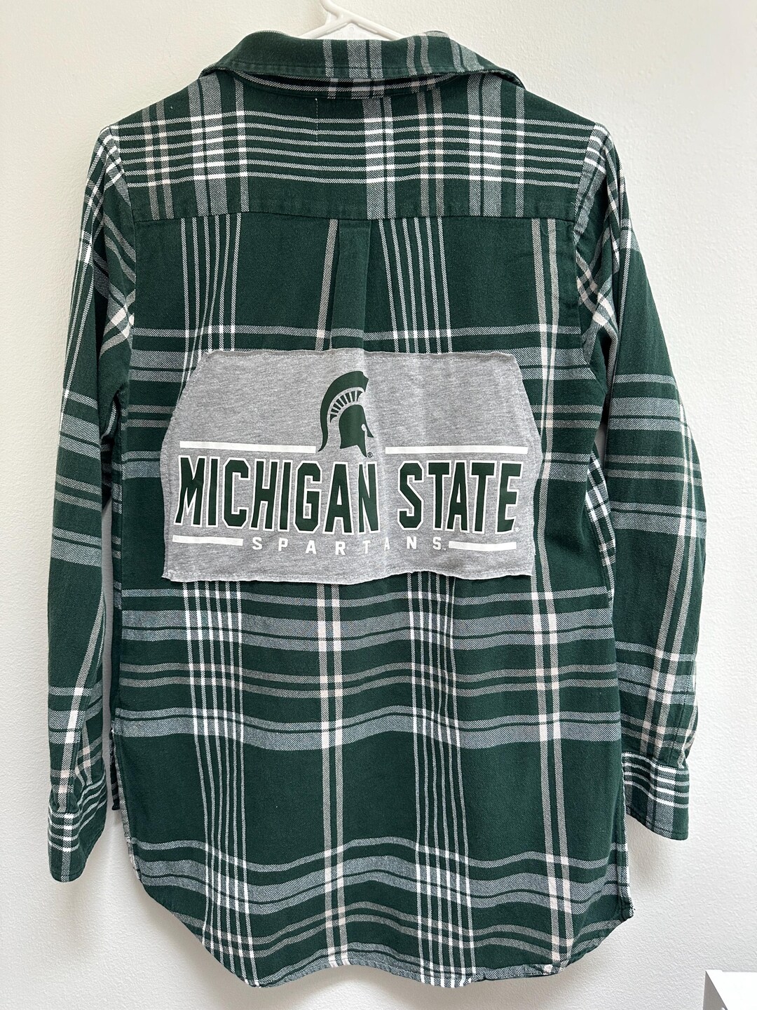 State Upcycled Flannel Shirt Custom Shirt Unique Flannel MSU Shirt ...