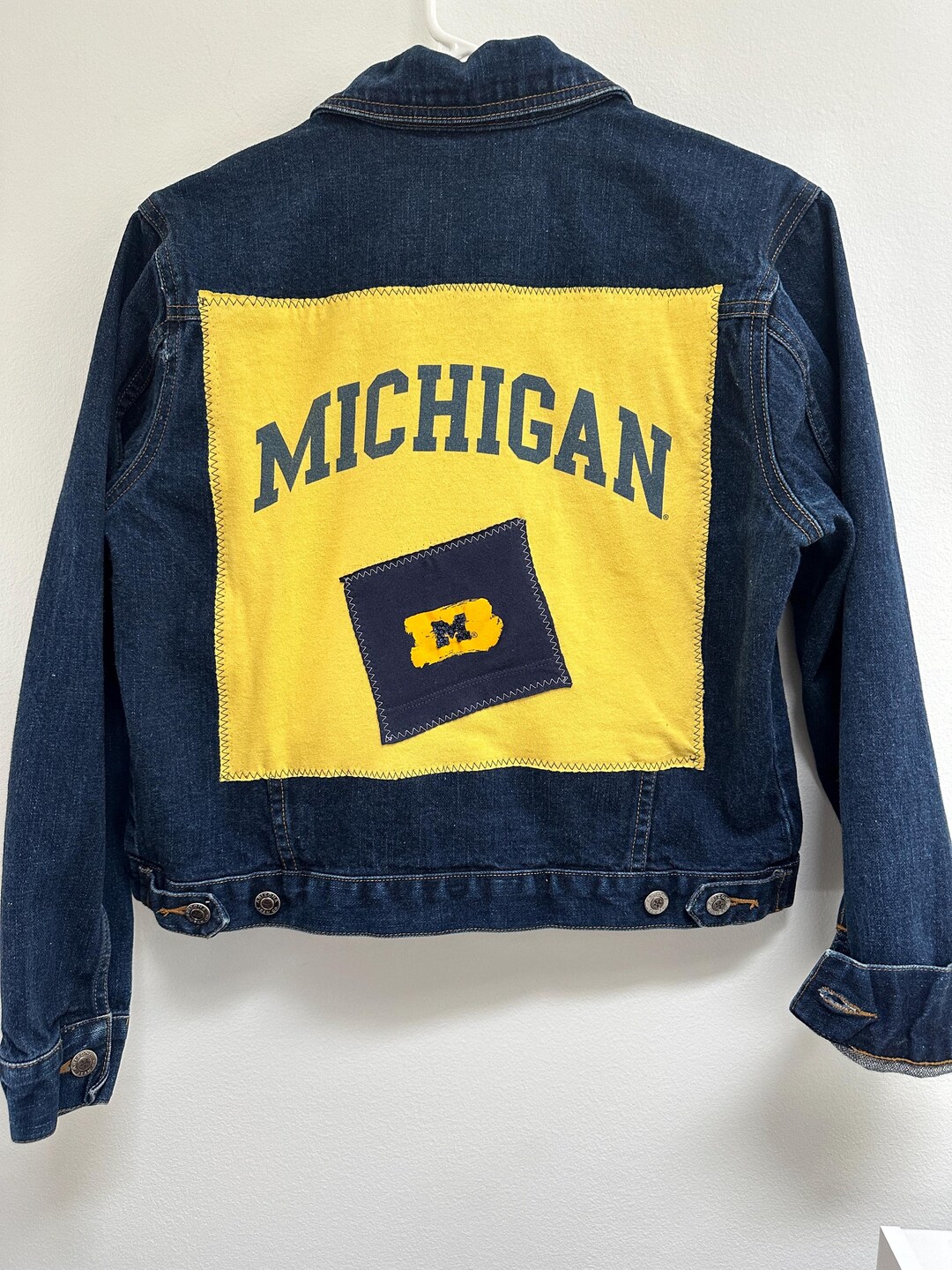 Michigan Upcycled Jean Jacket Umich Tailgate Jacket University of ...
