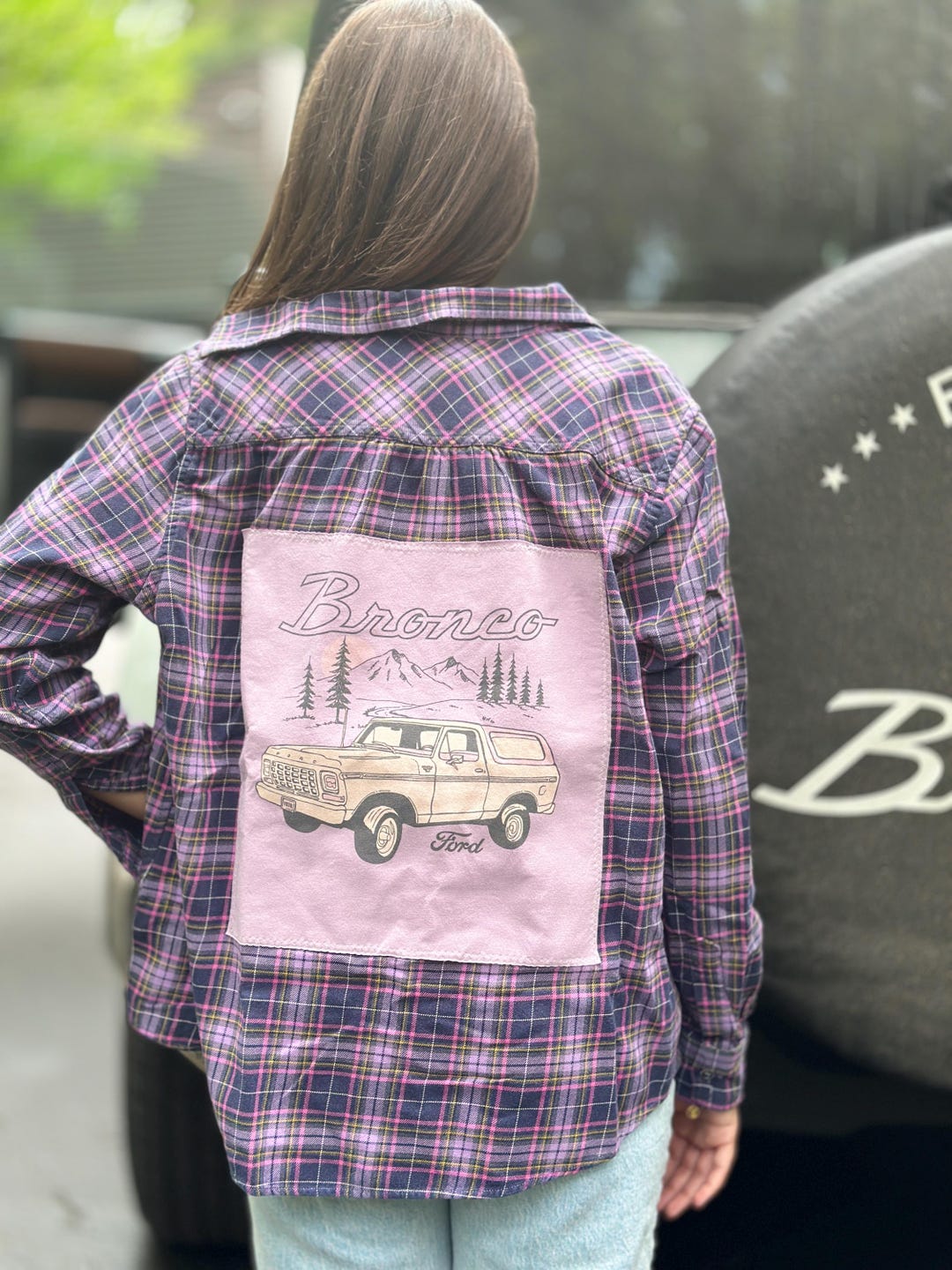 Bronco Upcycled Flannel Shirt Custom Flannel Unique Flannel Ford Bronco ...