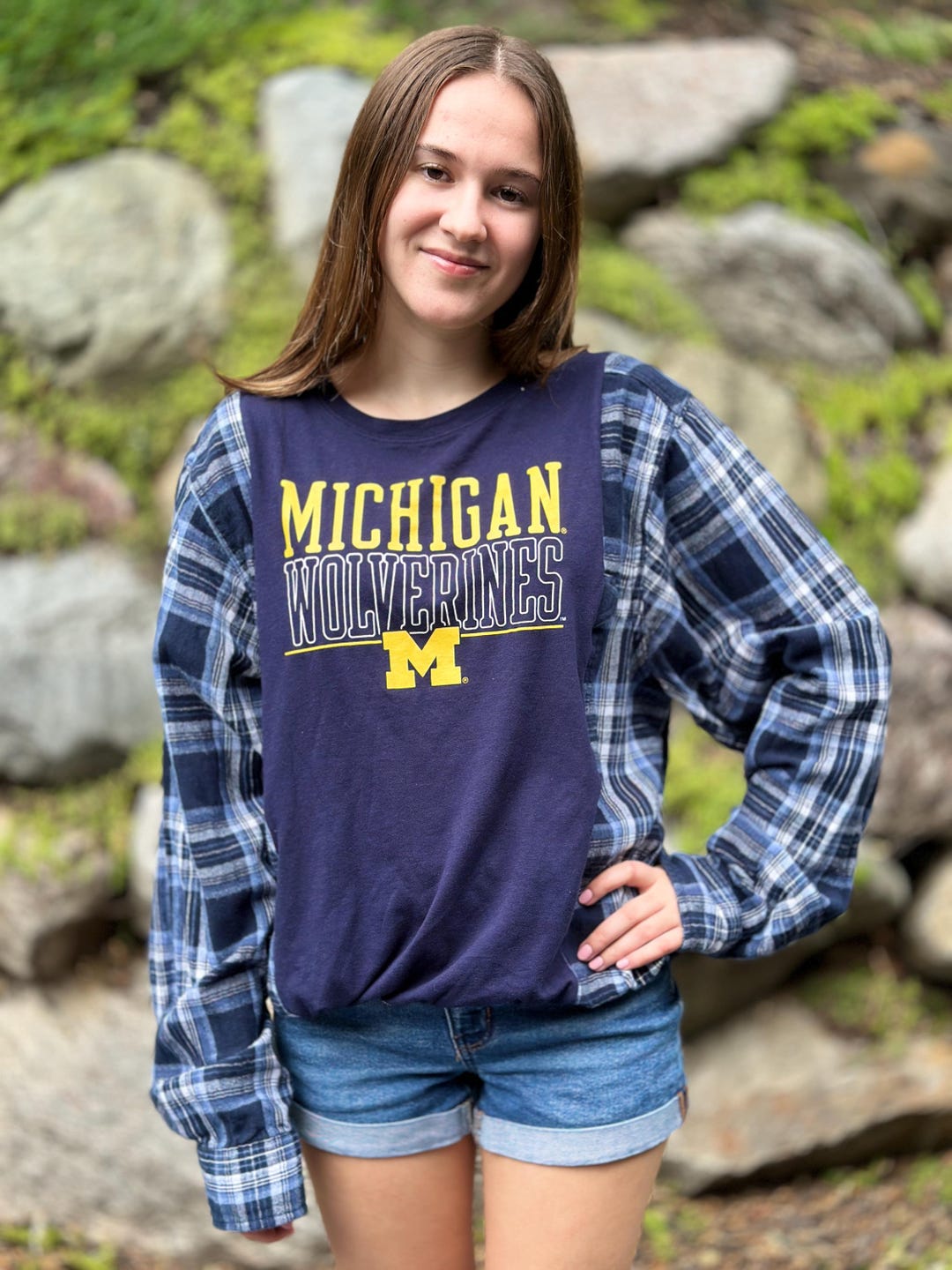 Michigan Upcycled Flannel Shirt Gameday Shirt Umich Tailgate Shirt ...