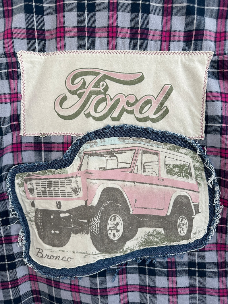 Bronco Upcycled Flannel Shirt Custom Flannel Unique Flannel Ford Bronco ...