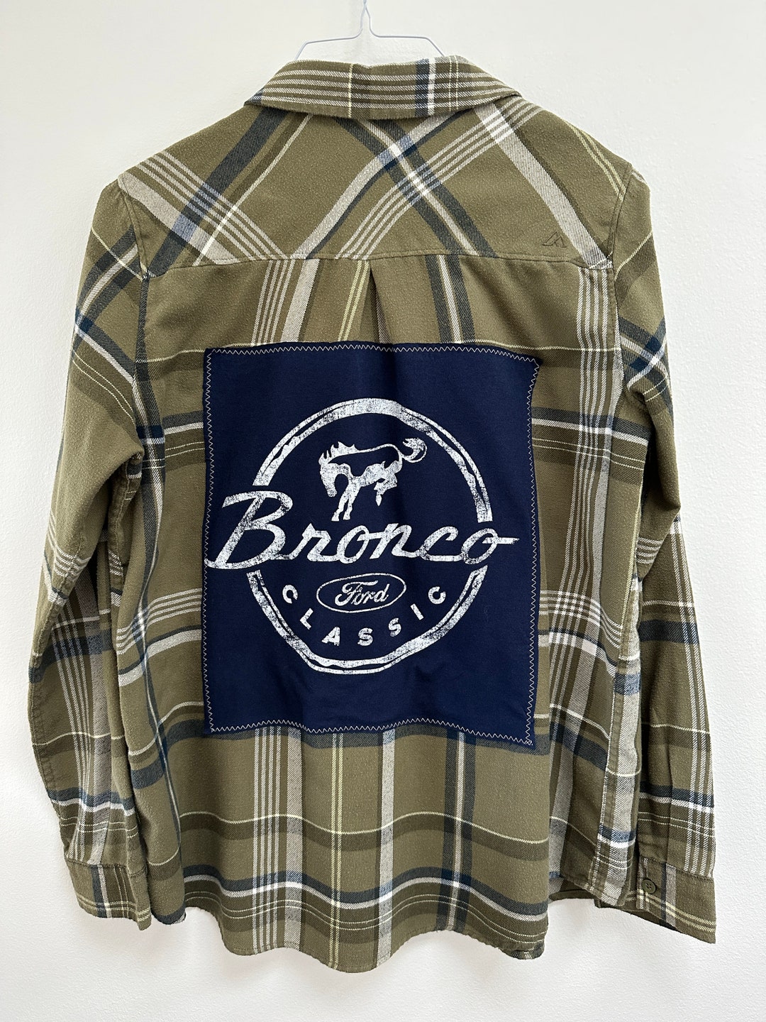 SALE Bronco Upcycled Flannel Shirt L - Etsy