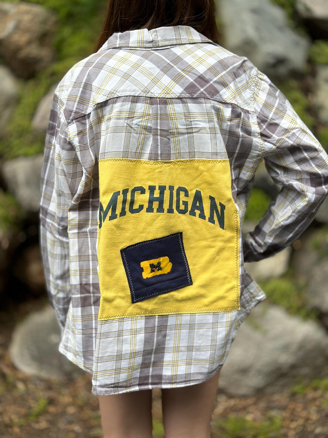 Michigan Upcycled Flannel Shirt Gameday Shirt Umich Tailgate Shirt ...