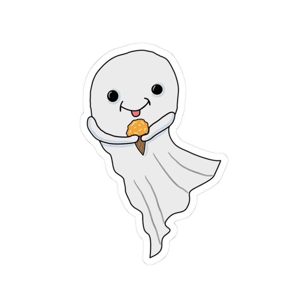 Ghost With Ice Cream Sticker | Die-cut Vinyl Sticker - Etsy