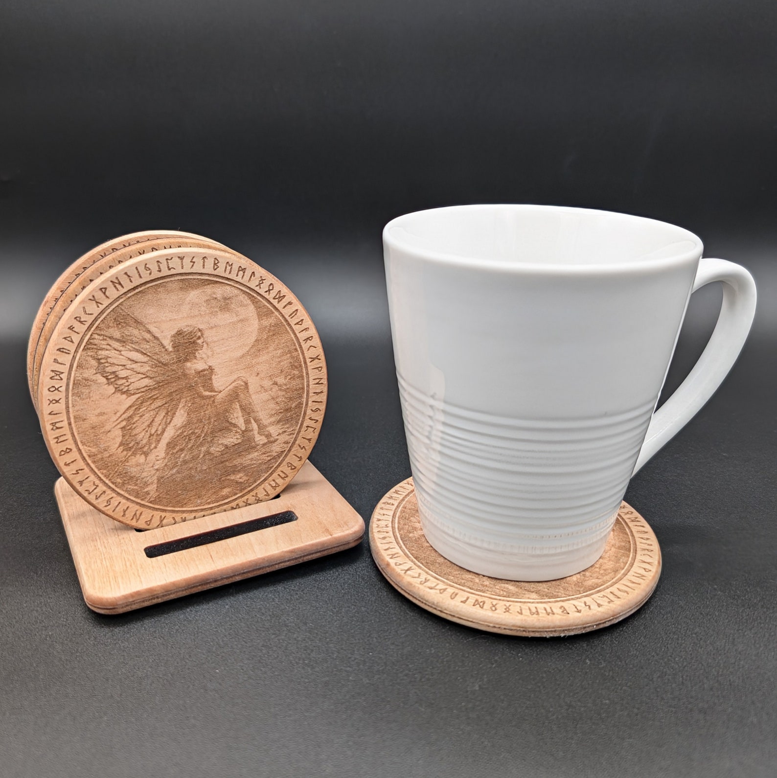 Enchanted Fairy Fantasy Coasters Handmade Birch Hardwood Coaster Set ...